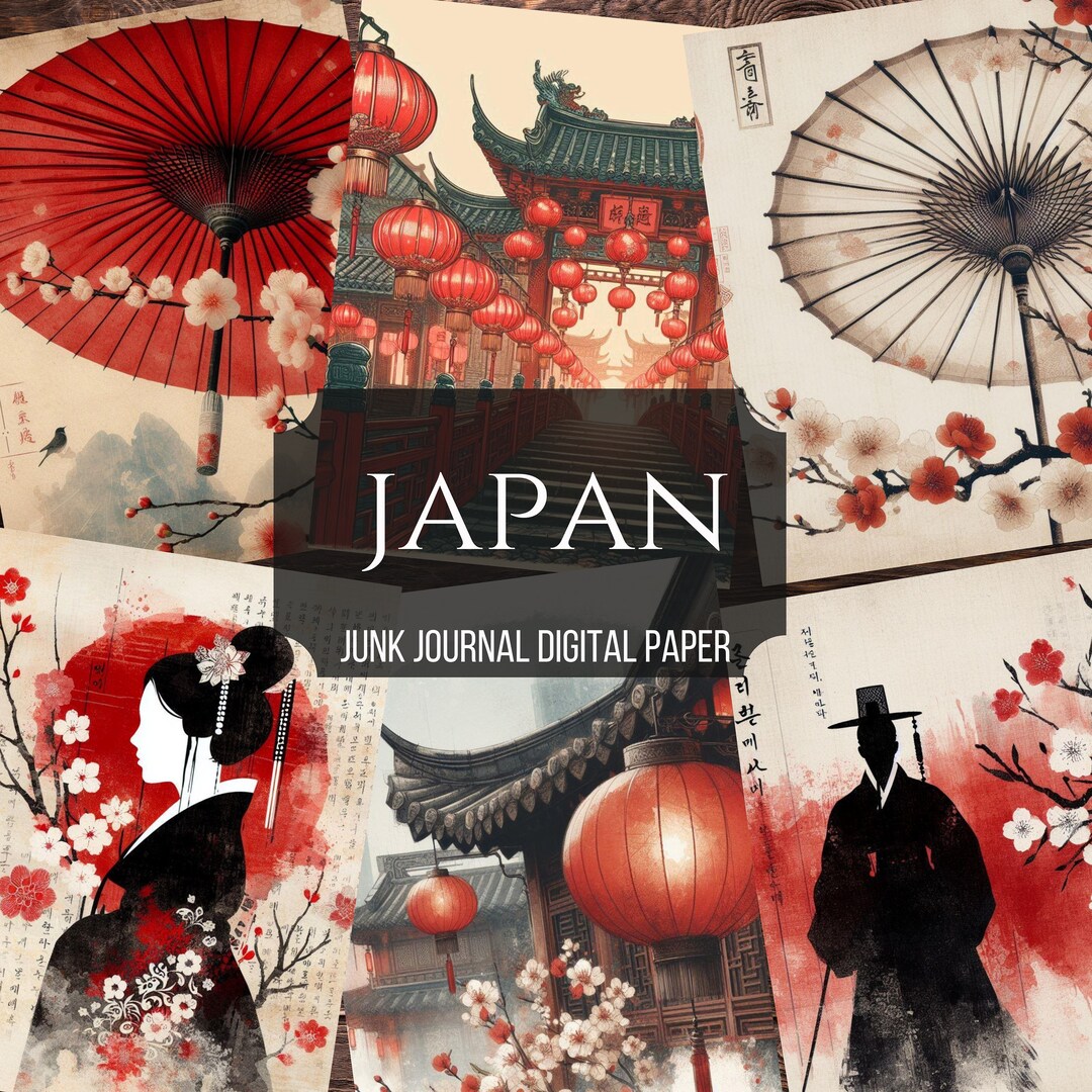 Vintage Japan Junk Journal Pages-digital Scrapbook Paper, Tokyo ...