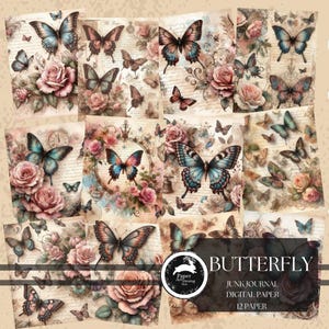 Vintage Butterfly Junk Journal Pages, Flower Ephemera Journal Kit ...
