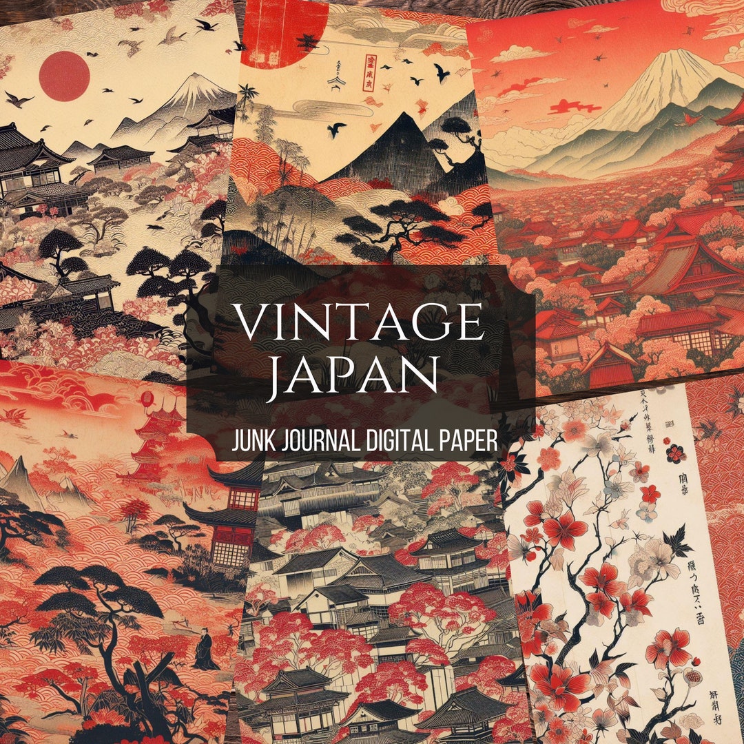 Classic Japanese Figures Pattern Junk Journal Pages, Printable Paper ...