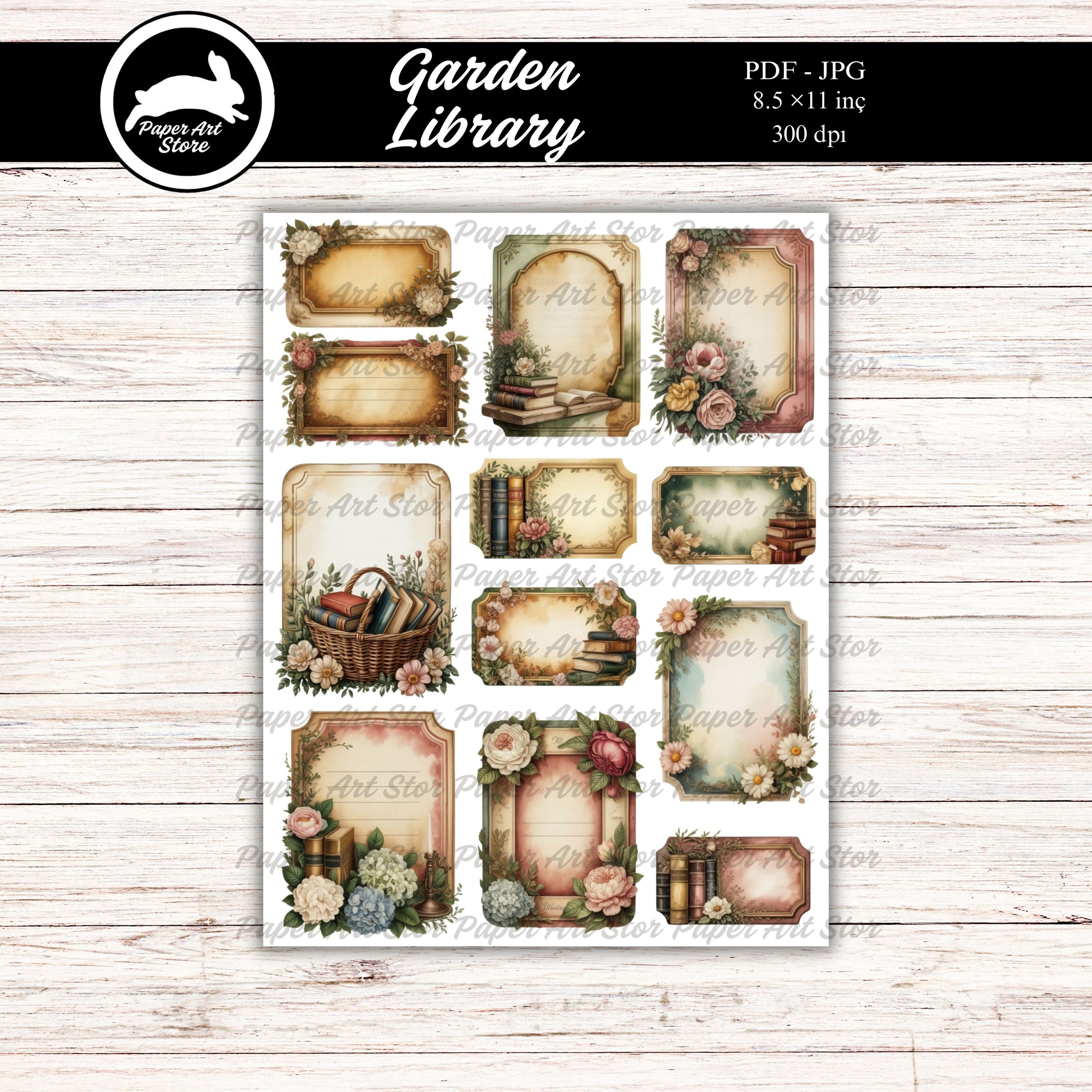 Garden Library Vintage Floral Labels & Clusters, Printable Junk Journal ...