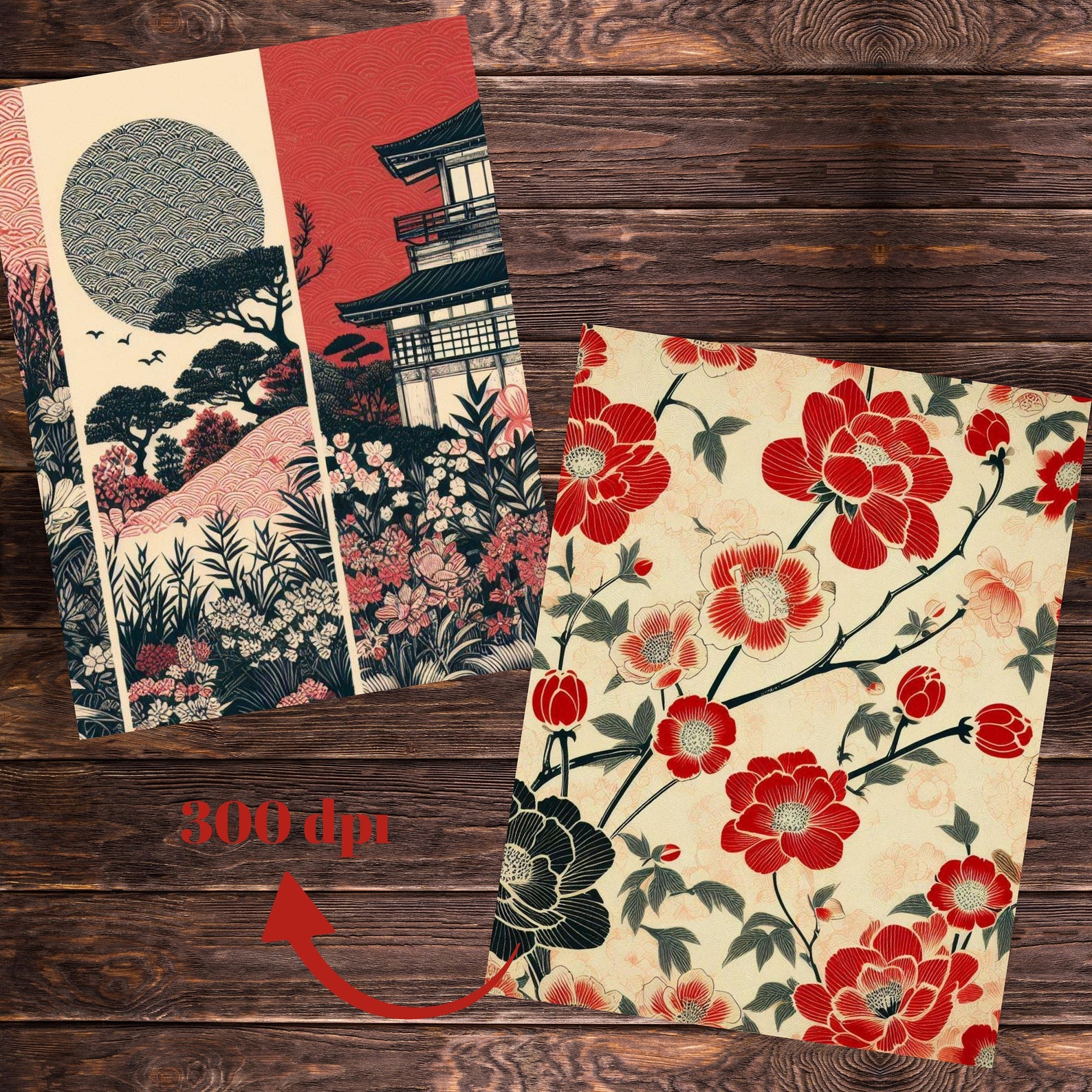 Classic Japanese Figures Pattern Junk Journal Pages, Printable Paper ...