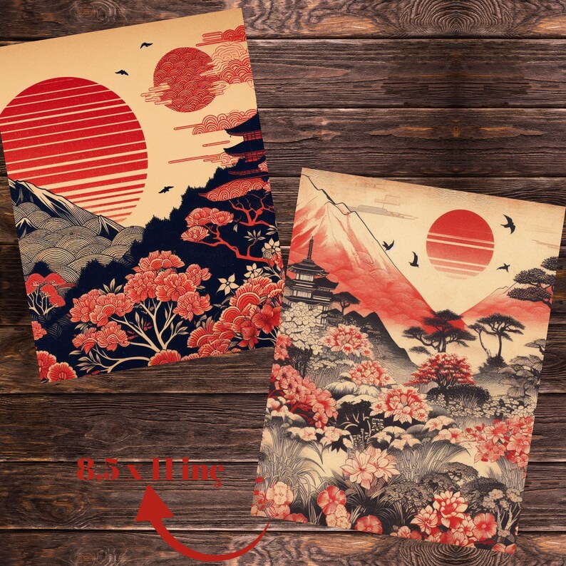 Classic Japanese Figures Pattern Junk Journal Pages, Printable Paper ...