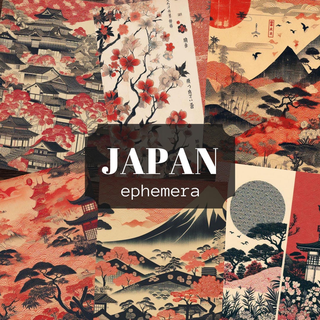 Classic Japanese Figures Pattern Junk Journal Pages, Printable Paper ...