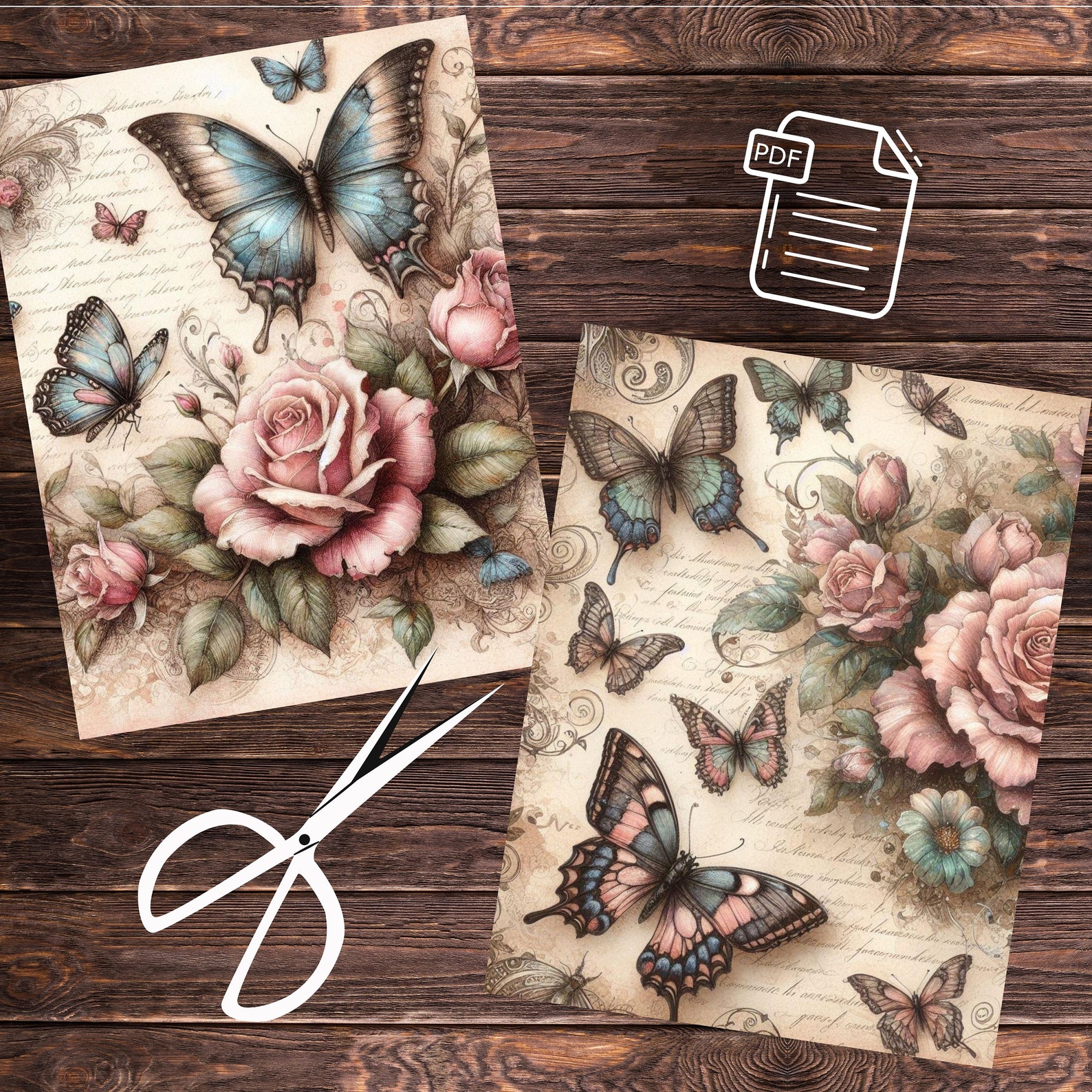 Vintage Butterfly Junk Journal Pages, Flower Ephemera Journal Kit ...