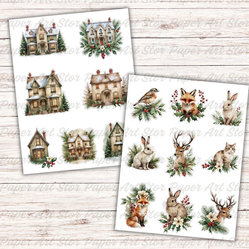 Christmas Fussy Cuts-digital Paper, Holiday Printable Paper,vintage ...