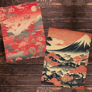 Classic Japanese Figures Pattern Junk Journal Pages, Printable Paper ...