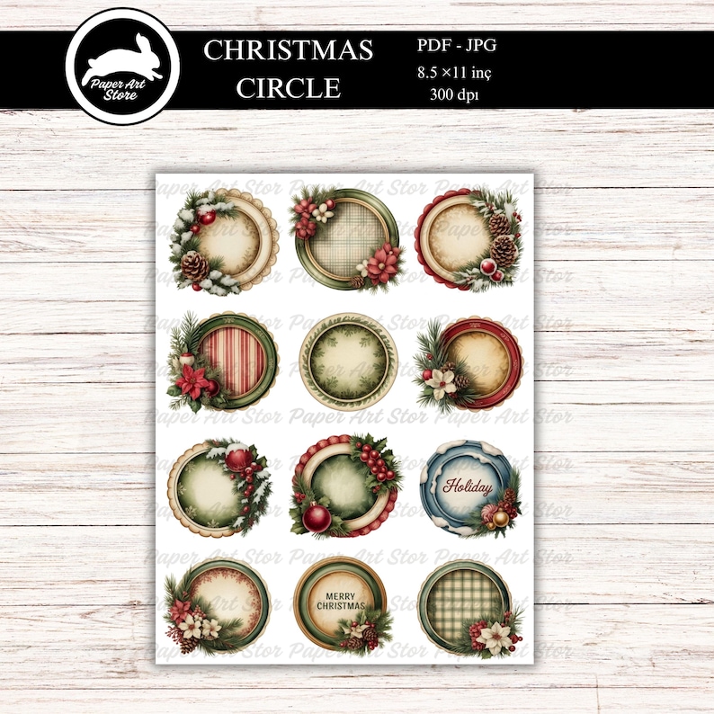 Christmas Cluster Digital Junk Journal | Vintage Victorian Holiday ...