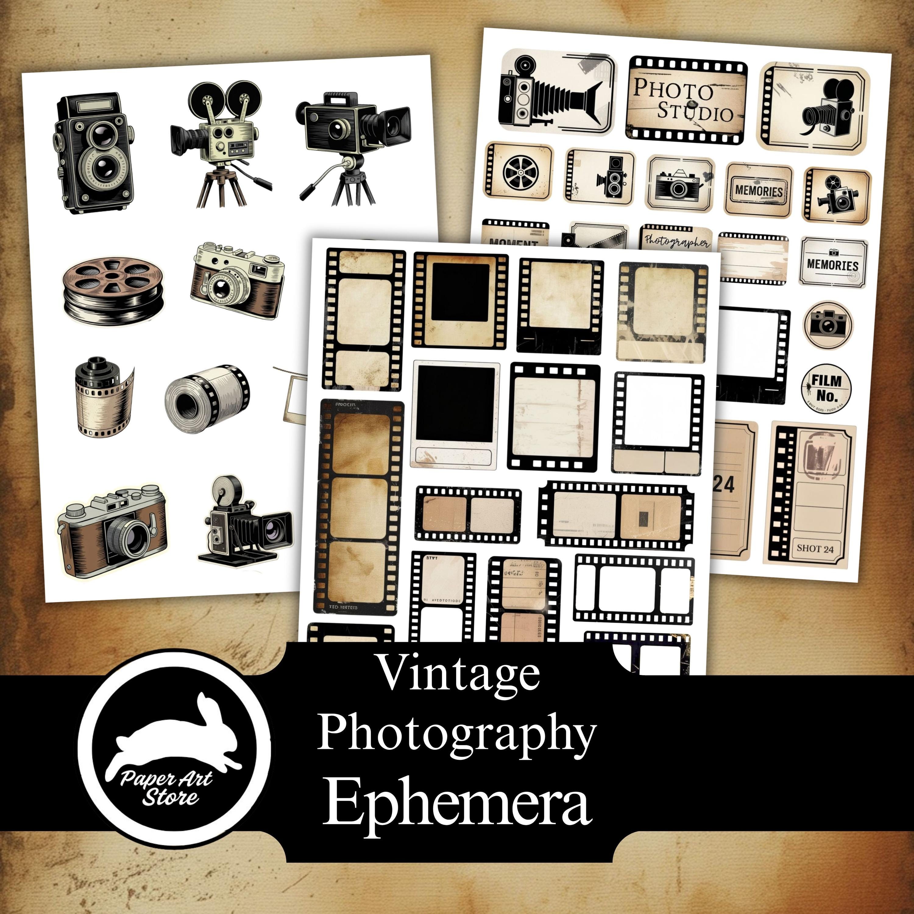 Vintage Camera Ephemera ,film Strip Frames Printable Labels, Retro ...