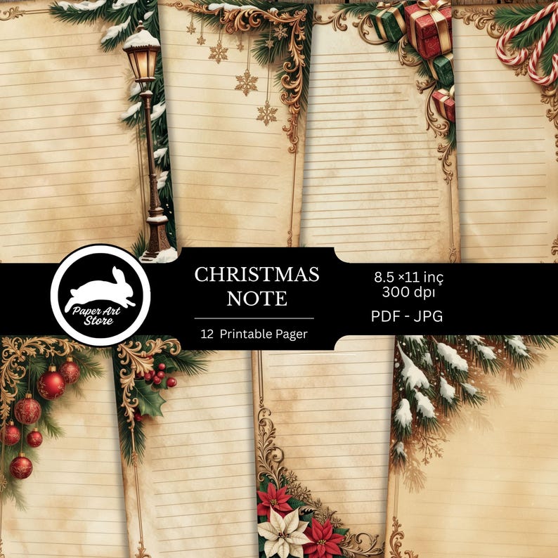 Chırıstmas Note Pages- Decorative Pages, Chrıstmas Junk Journal ...