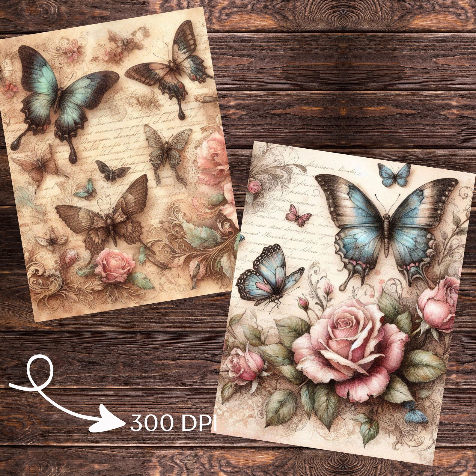 Vintage Butterfly Junk Journal Pages, Flower Ephemera Journal Kit ...