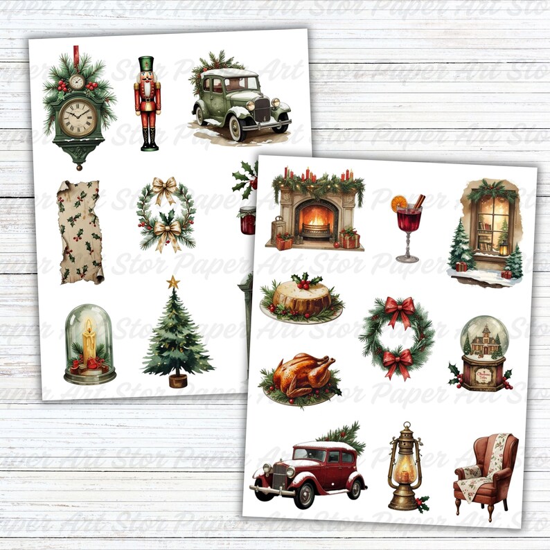 Christmas Fussy Cuts-digital Paper, Printable Paper, Digital Junk ...