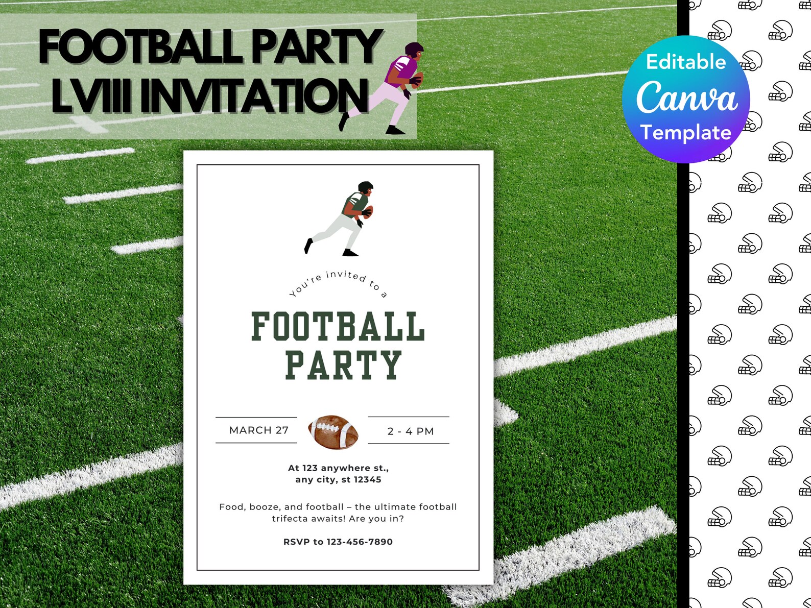 Editable Football Party Invite | Football Invitation | Football Sunday ...