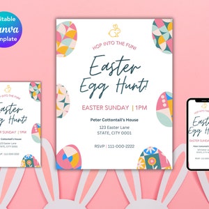 Editable Easter Egg Hunt Invitation | Easter Egg Hunt | Easter ...