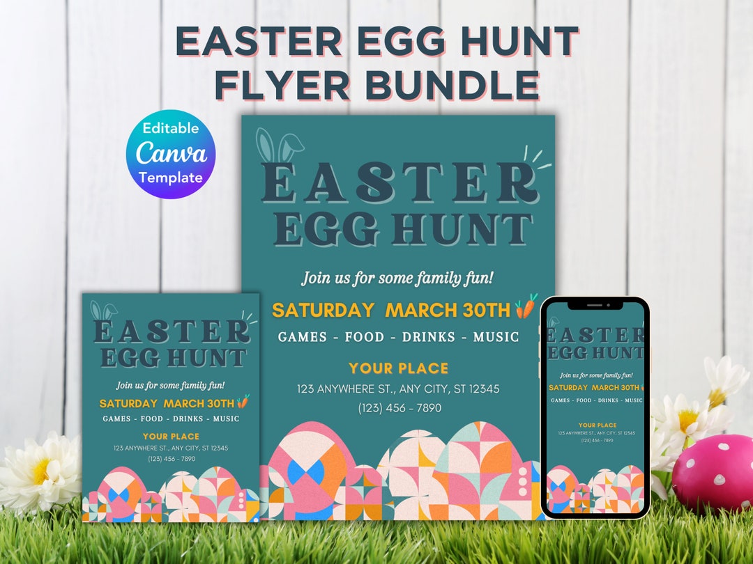 Easter Egg Hunt Flyer | Easter Egg Hunt Bundle | Egg Hunt Flyer ...