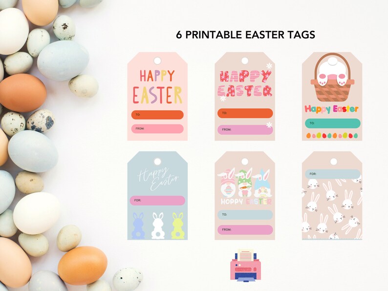 Easter Basket Tags, Printable Cute Easter Tags, Easter Gnome, Easter ...