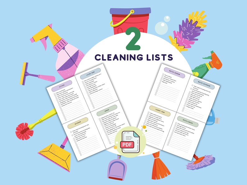 Printable Home Cleaning Planner, Cleaning Checklist, Cleaning Schedule ...