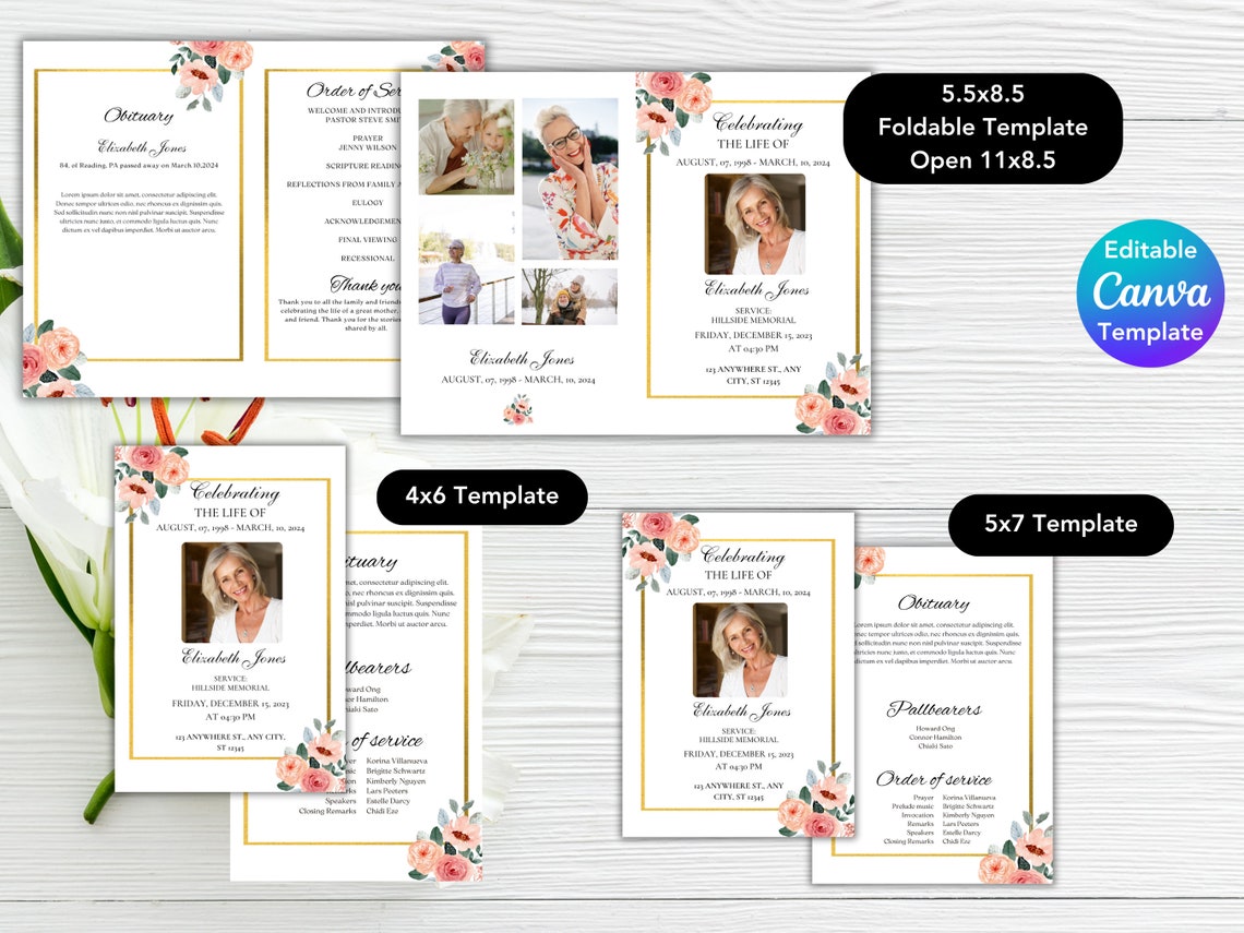 Editable Funeral Invitation Funeral Program Memorial Program Funeral ...