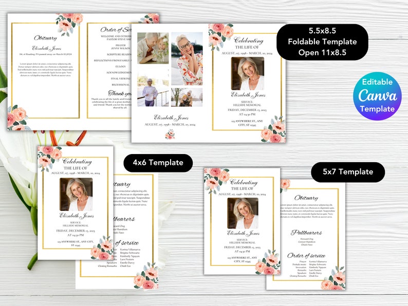 Editable Funeral Invitation Funeral Program Memorial Program Funeral ...