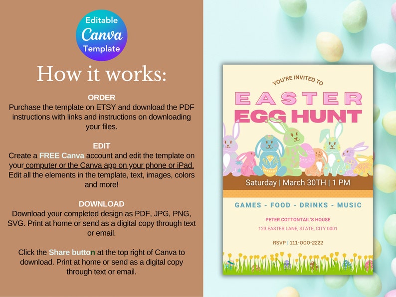 Editable Easter Egg Hunt Flyer | Easter Invitation | Editable Easter ...