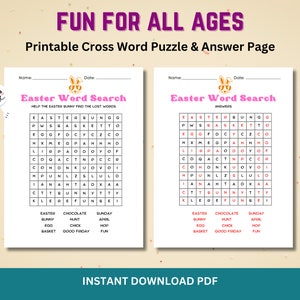 Printable Easter Word Search, Easter Puzzle, Easter Game Bundle, Easter ...