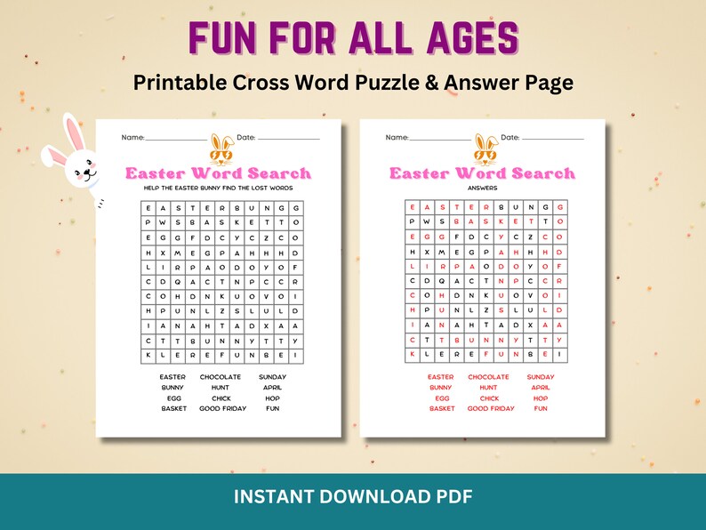 Printable Easter Word Search, Easter Puzzle, Easter Game Bundle, Easter ...