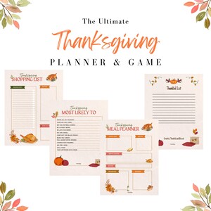 Thanksgiving Planner, Gratitude List, Thanksgiving Bundle, Holiday Meal ...