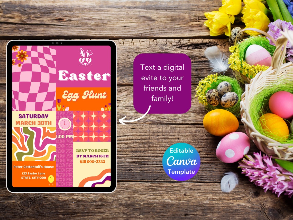 Editable Easter Invitation, Easter Egg Hunt Invitation, Easter Flyer ...