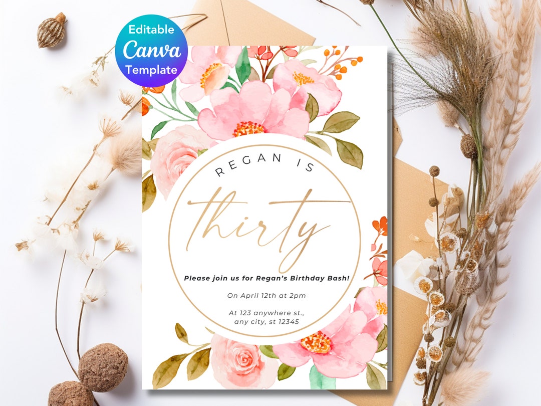 Editable 30th Birthday Invitation | 30th Invitation Template | Editable ...