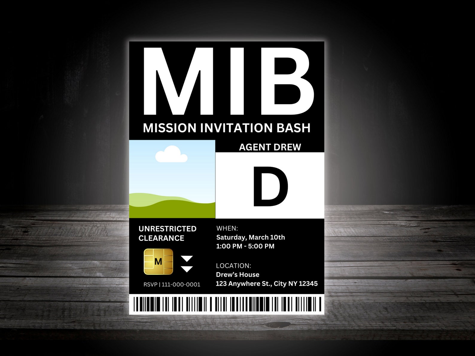 MIB Id Template, Printable Id Badge Mib, Personalized Men in Black ...