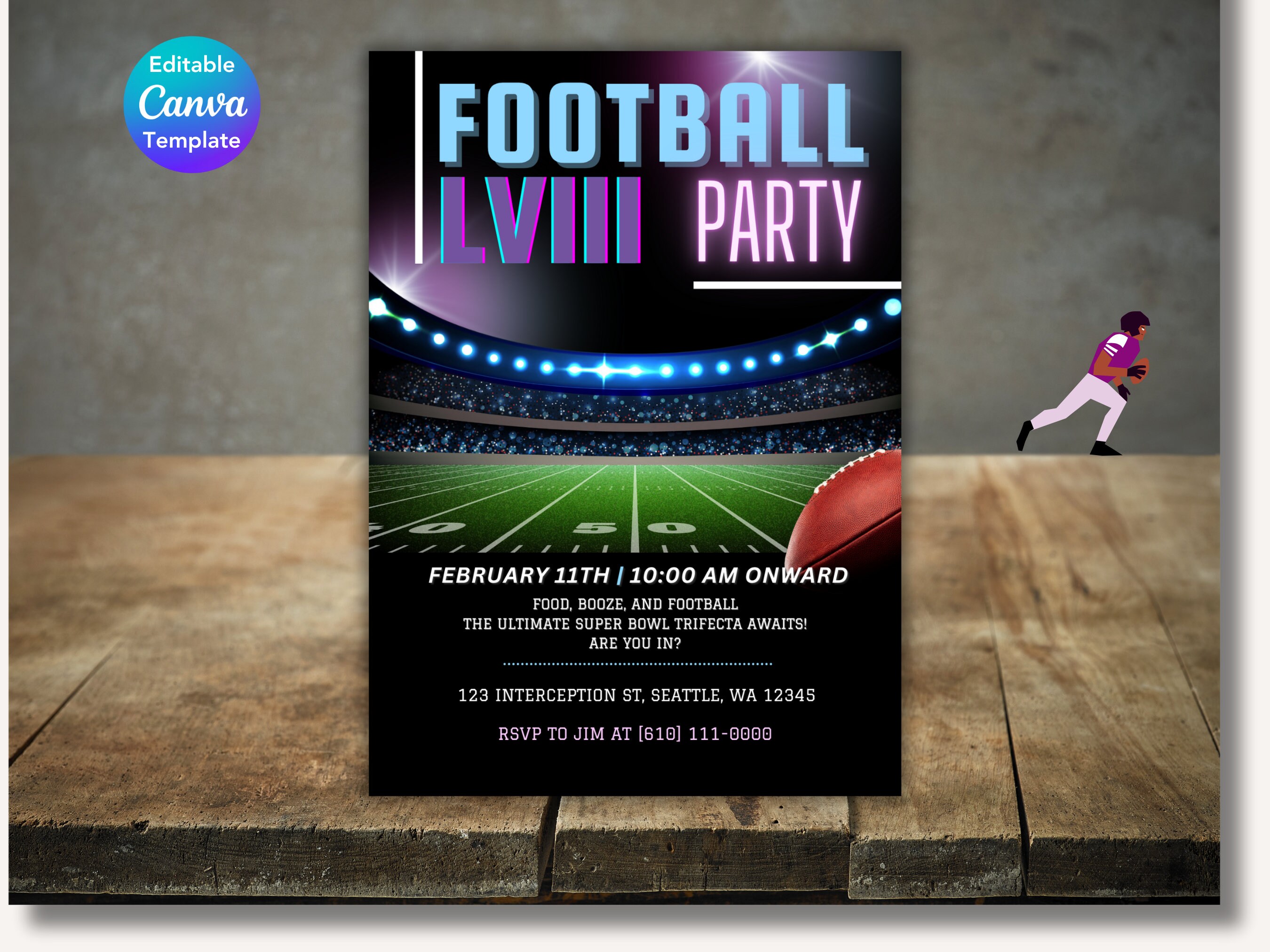 Football Invitation | Football Party Invite | Editable Invitation ...
