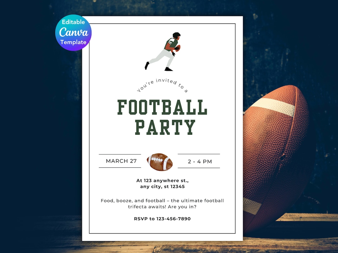Editable Football Party Invite | Football Invitation | Football Sunday ...