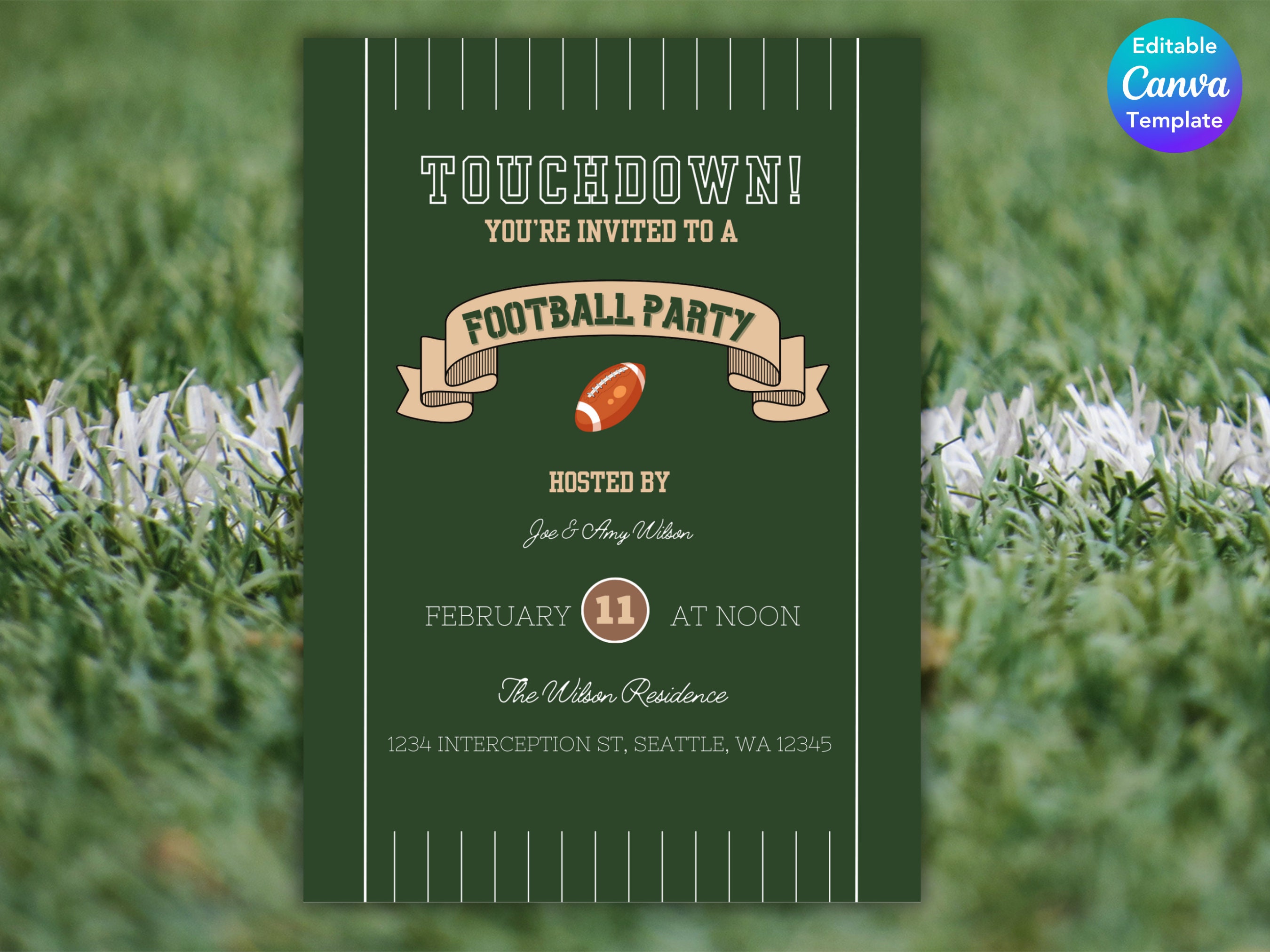 Football Invitation Template Football Party Game Day Flyer Football ...