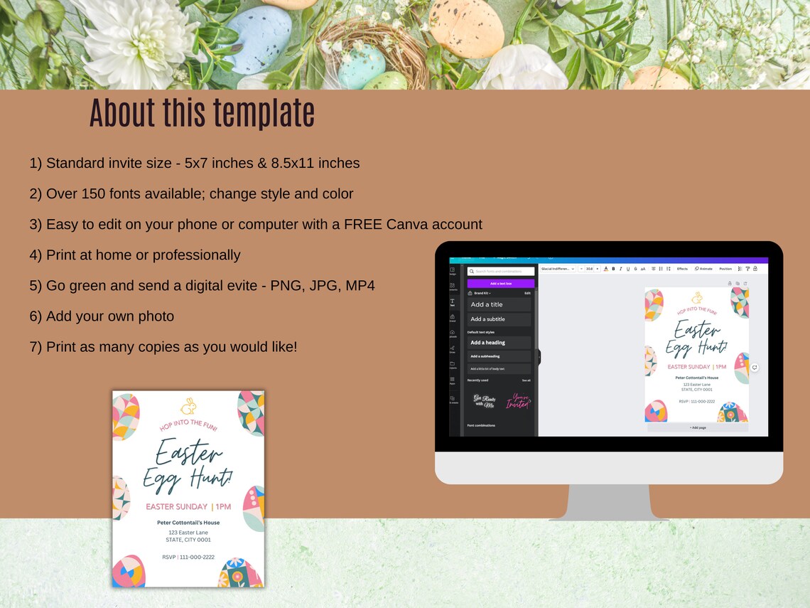 Editable Easter Egg Hunt Invitation Easter Egg Hunt Easter Invitation ...