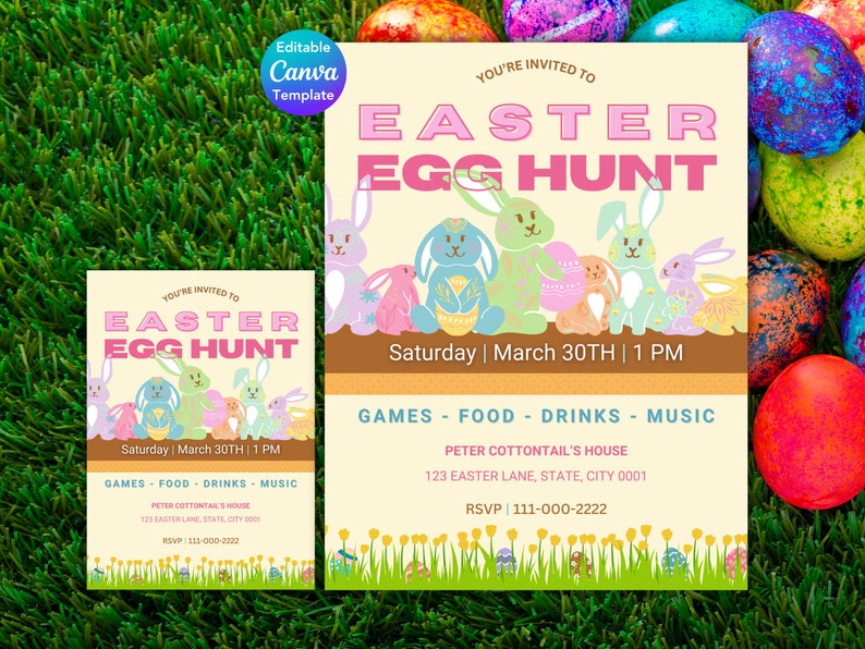 Editable Easter Egg Hunt Flyer | Easter Invitation | Editable Easter ...
