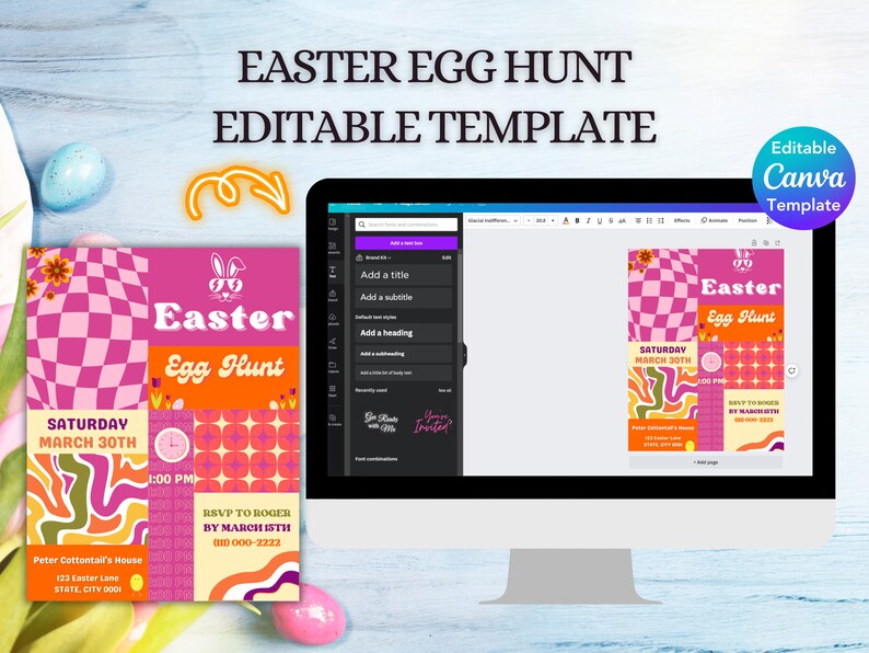Editable Easter Invitation, Easter Egg Hunt Invitation, Easter Flyer ...