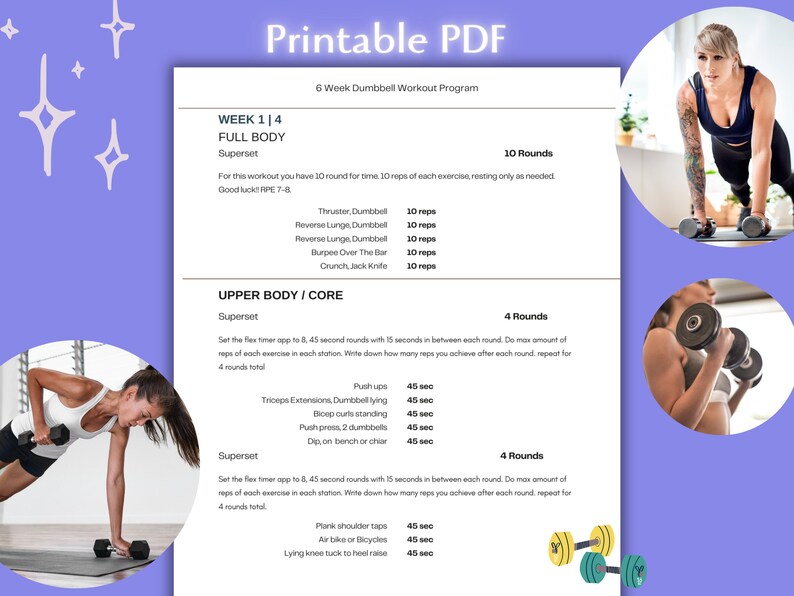 Workout Program | 6 Week Workout Program | Fitness Planner | Weight ...