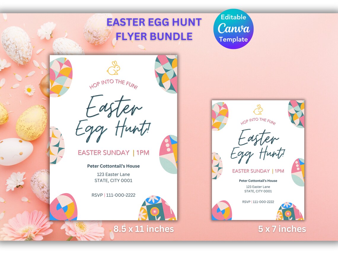 Editable Easter Egg Hunt Invitation Easter Egg Hunt Easter Invitation ...