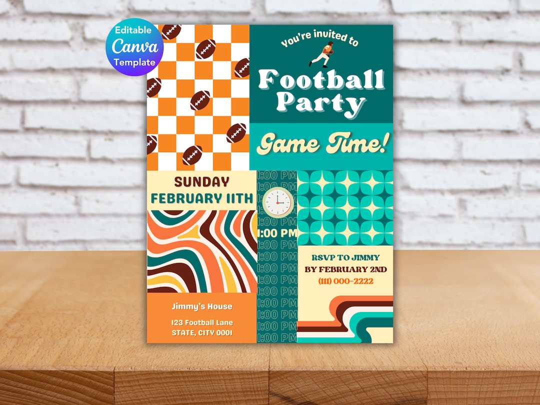 Editable Football Invitation Template | Football Flyer | Football Party ...