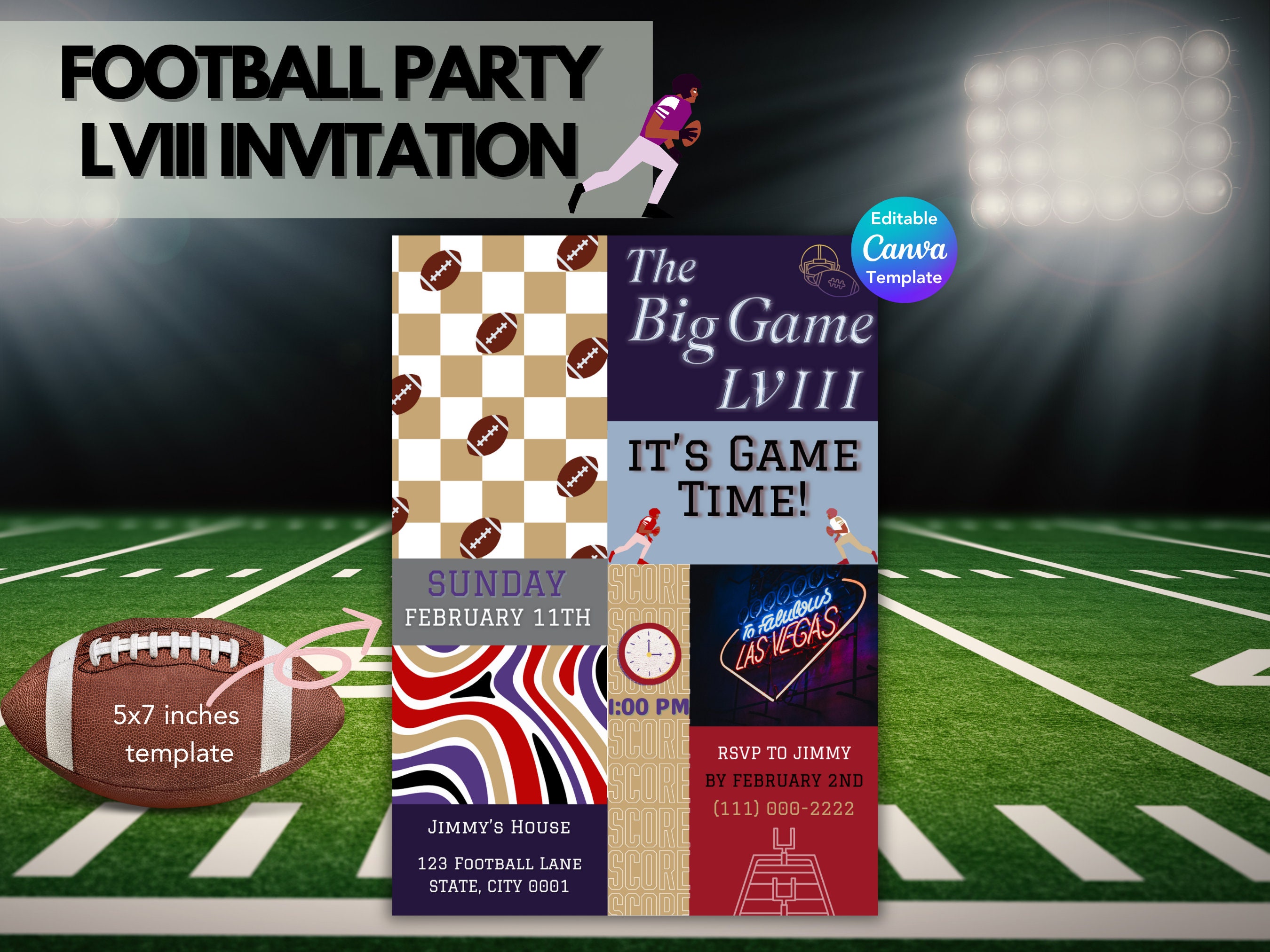 Football Invitation Football Flyer Super Bowl Invite Super Bowl ...