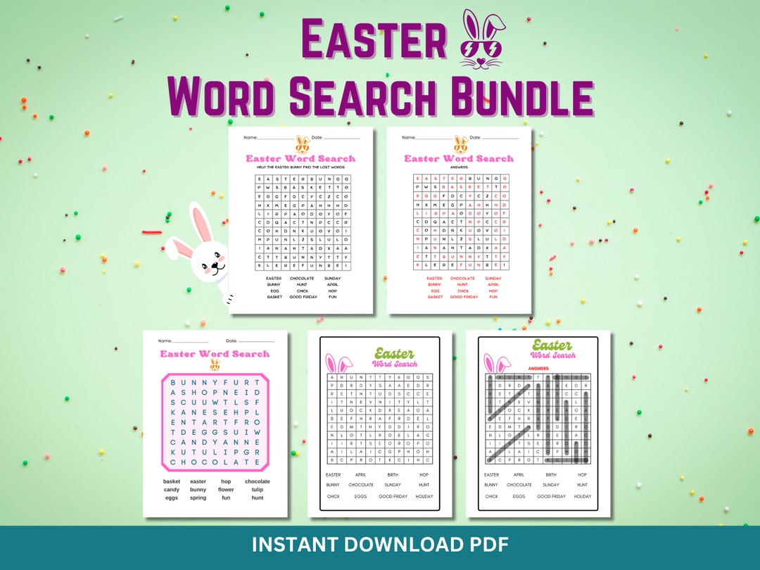 Printable Easter Word Search, Easter Puzzle, Easter Game Bundle, Easter ...