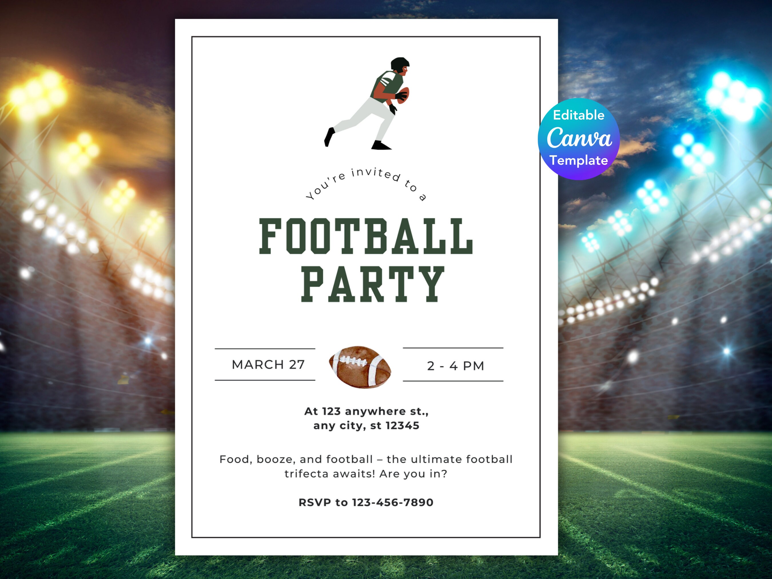 Editable Football Party Invite | Football Invitation | Football Sunday ...