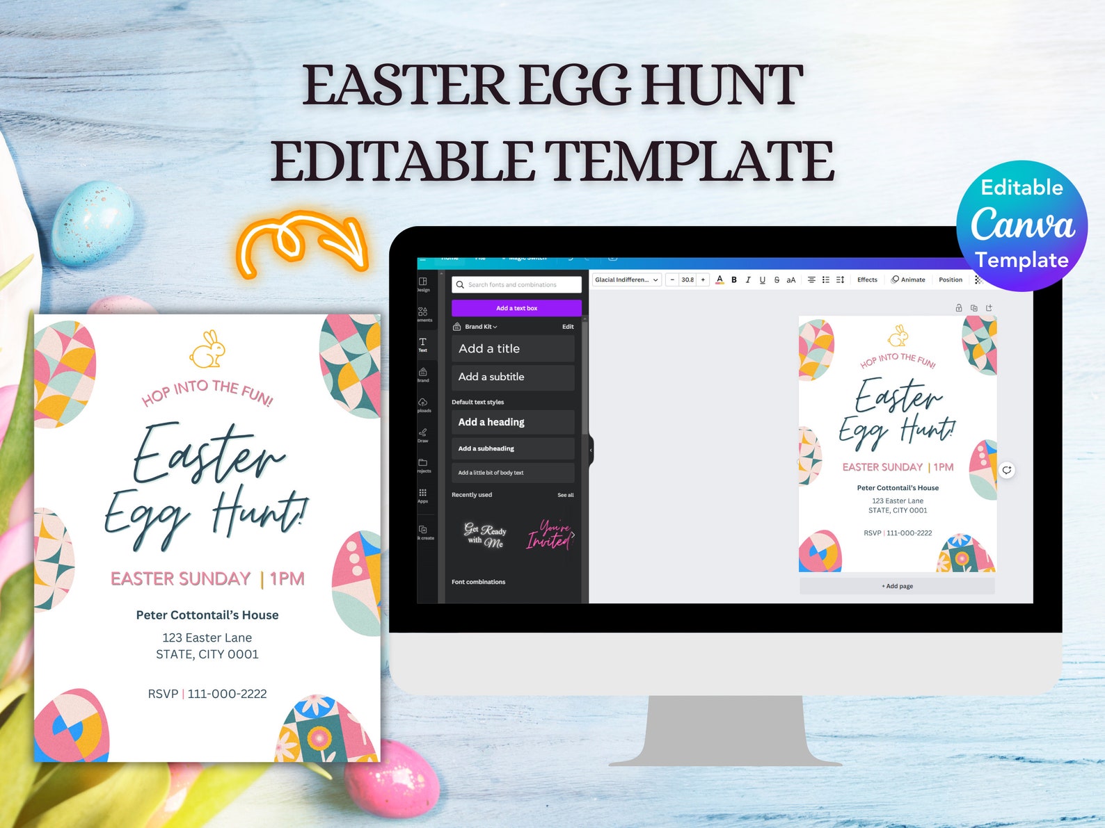 Editable Easter Egg Hunt Invitation Easter Egg Hunt Easter Invitation ...