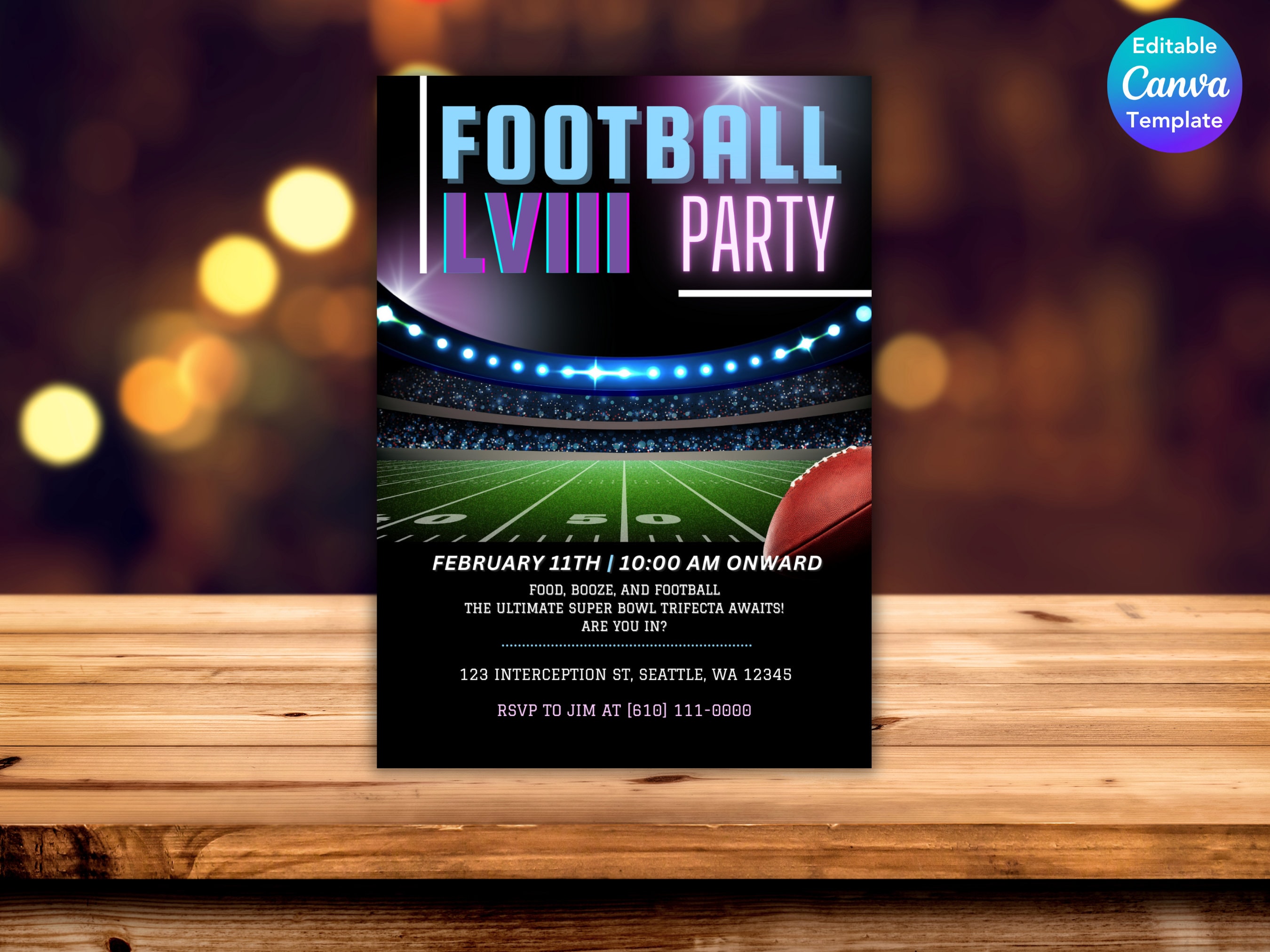 Football Invitation | Football Party Invite | Editable Invitation ...