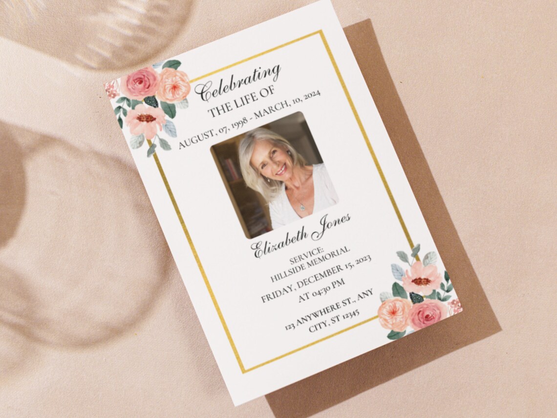 Editable Funeral Invitation Funeral Program Memorial Program Funeral ...