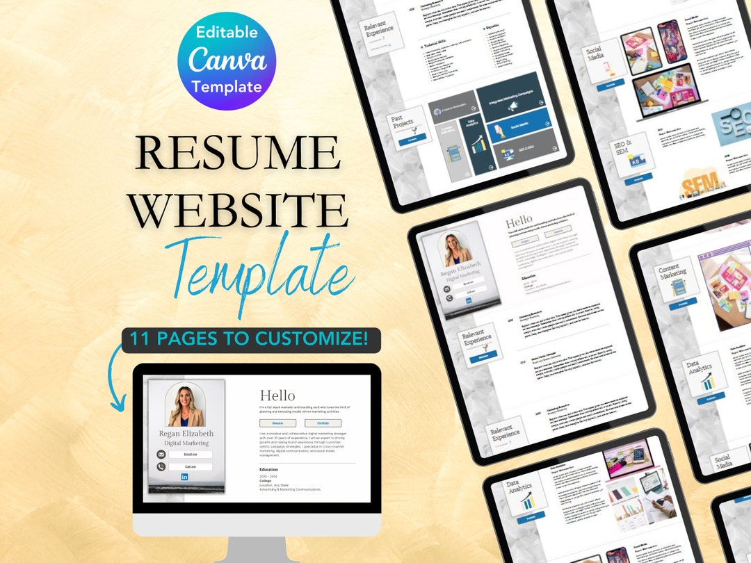Resume Website Template | Custom Website | CV Resume Template ...