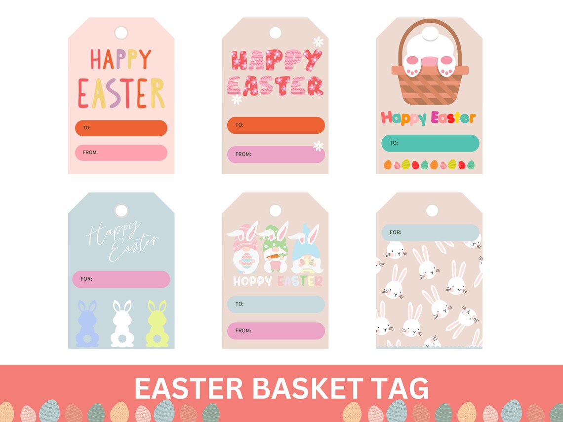 Easter Basket Tags, Printable Cute Easter Tags, Easter Gnome, Easter ...