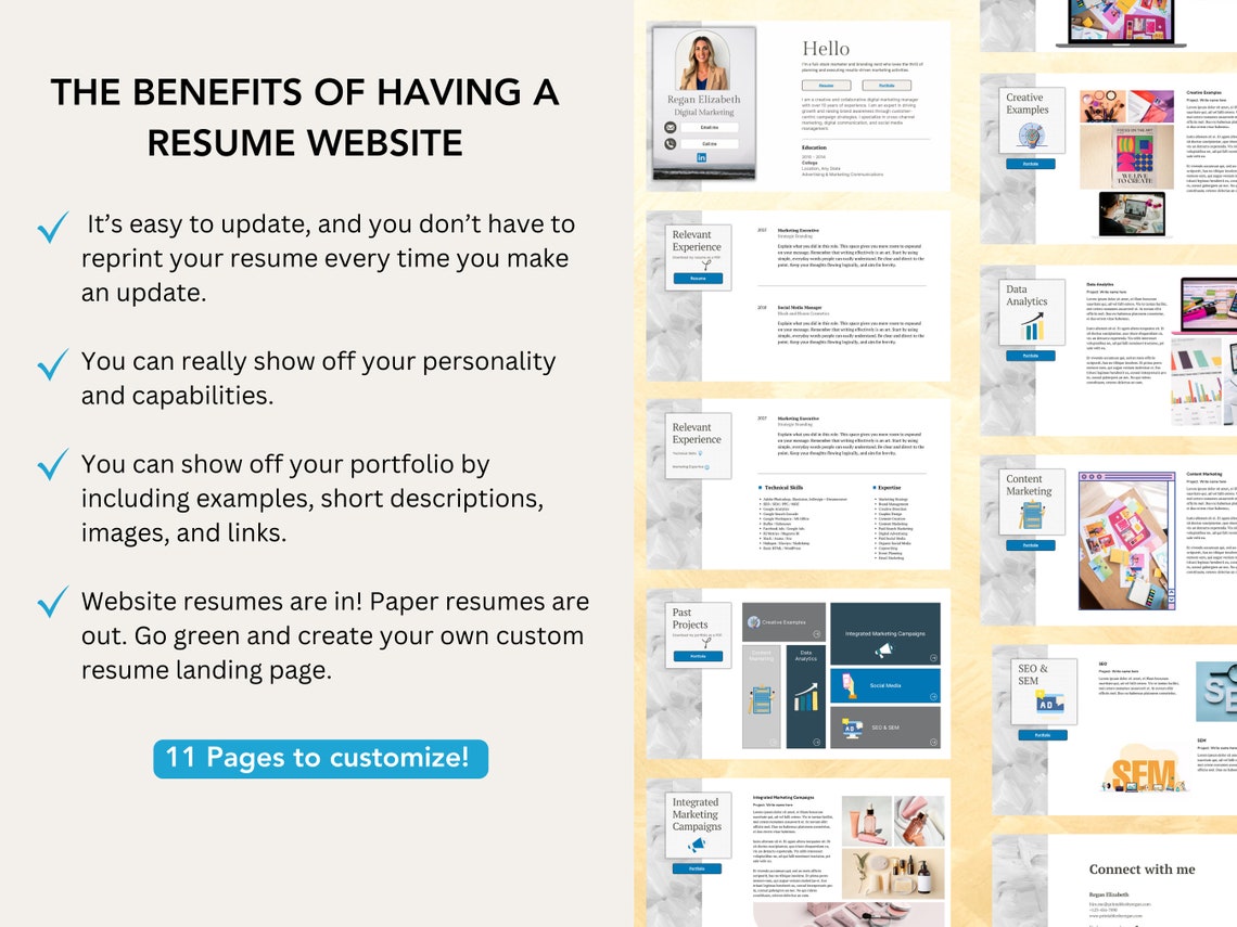 Resume Website Template | Custom Website | CV Resume Template ...