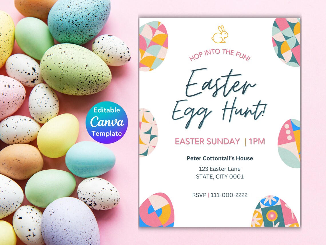 Editable Easter Egg Hunt Invitation Easter Egg Hunt Easter Invitation ...