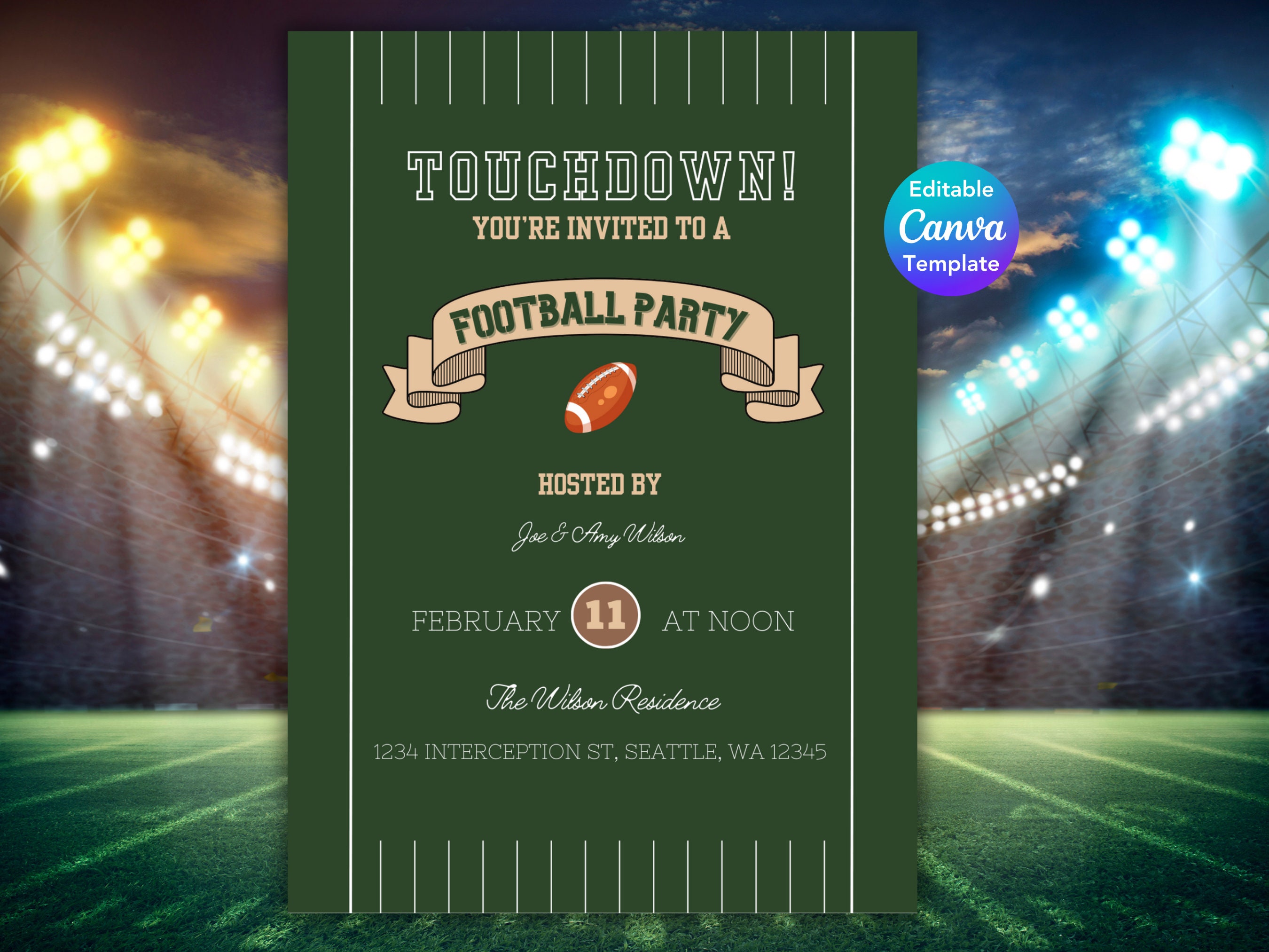 Football Invitation Template Football Party Game Day Flyer Football ...