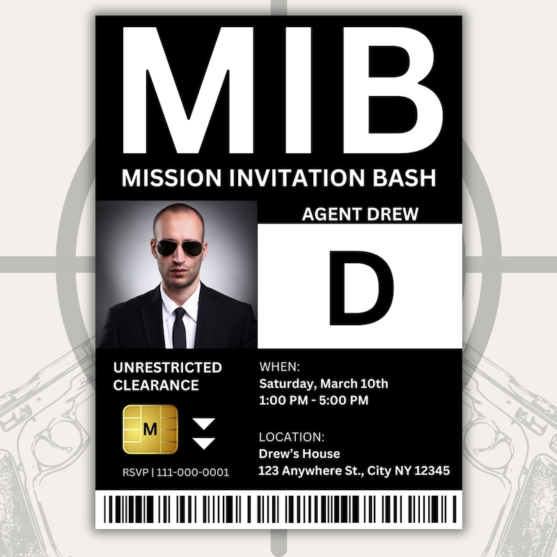 Men in black id badge template - Etsy France